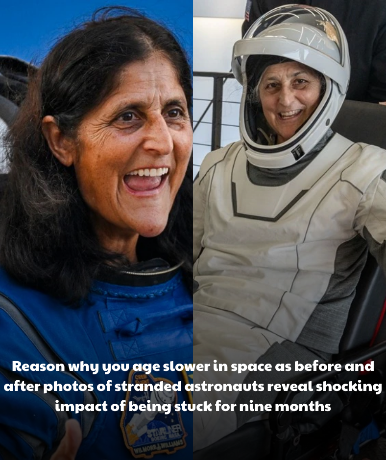 Reason why you age slower in space as before and after photos of stranded astronauts reveal ...